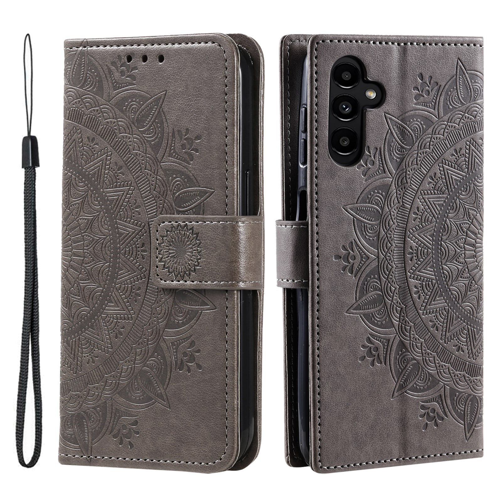 Samsung Galaxy A57 Handytasche Mandala Grau